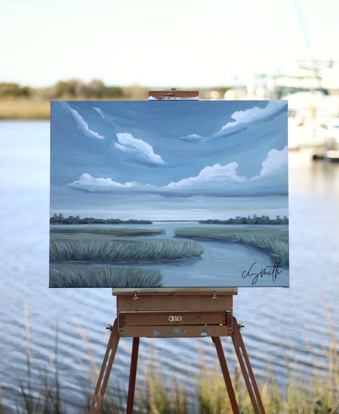 Original Acrylic Marsh Painting, Marsh Painting, Marsh Canvas Painting ...