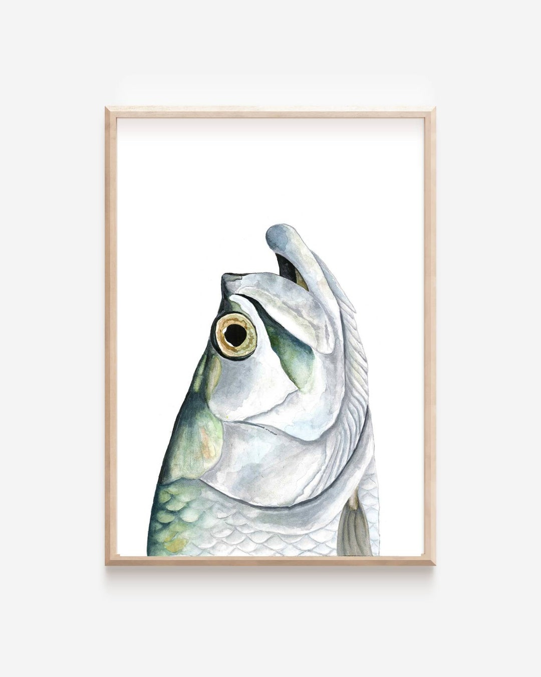 Tarpon Watercolor Print, Tarpon Art, Tarpon Head Watercolor Print, Tarpon Head Art, Tarpon Wall ...