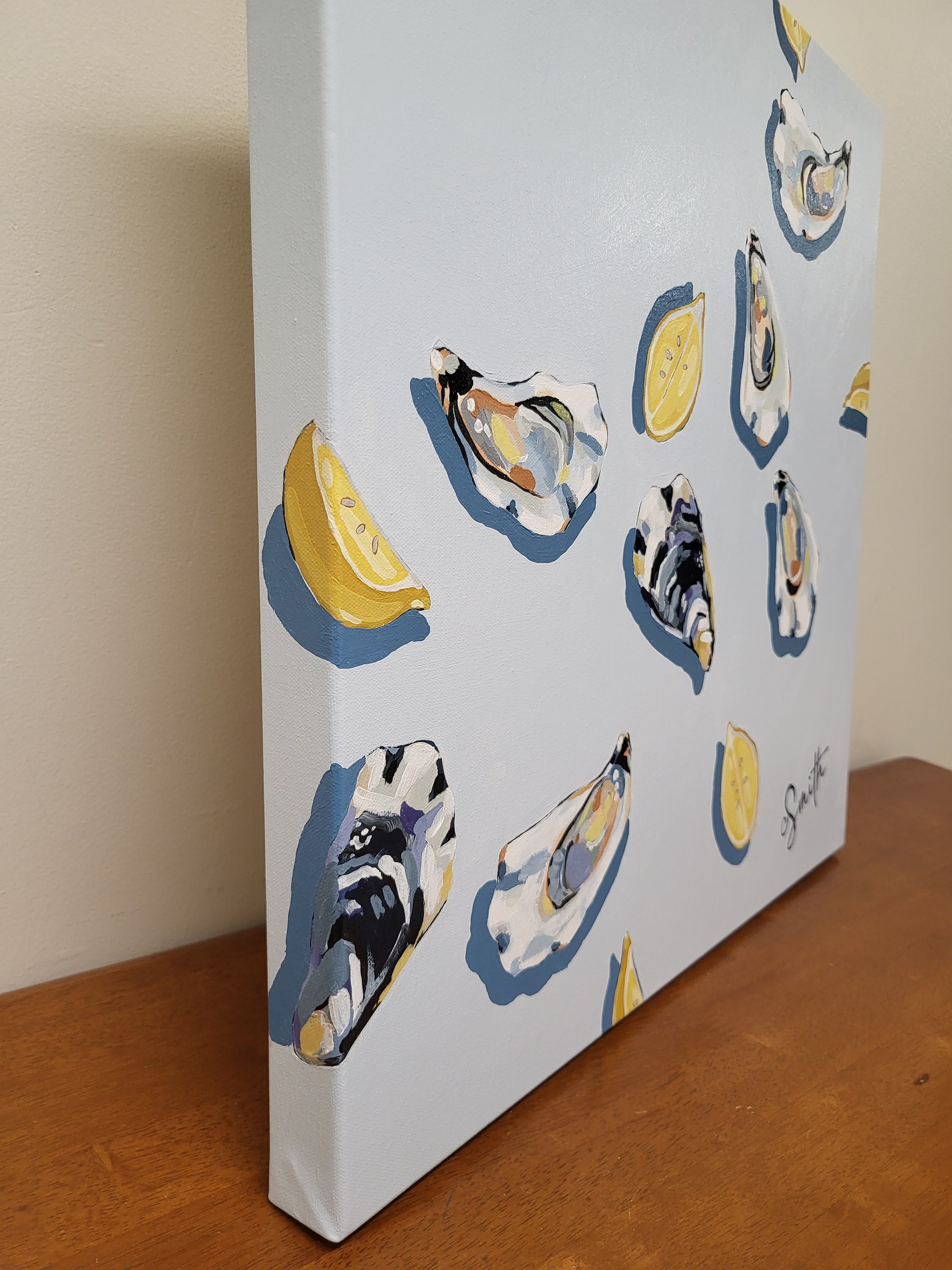Oyster Painting, Oyster and Lemons Painting, Acrylic Oyster Painting ...