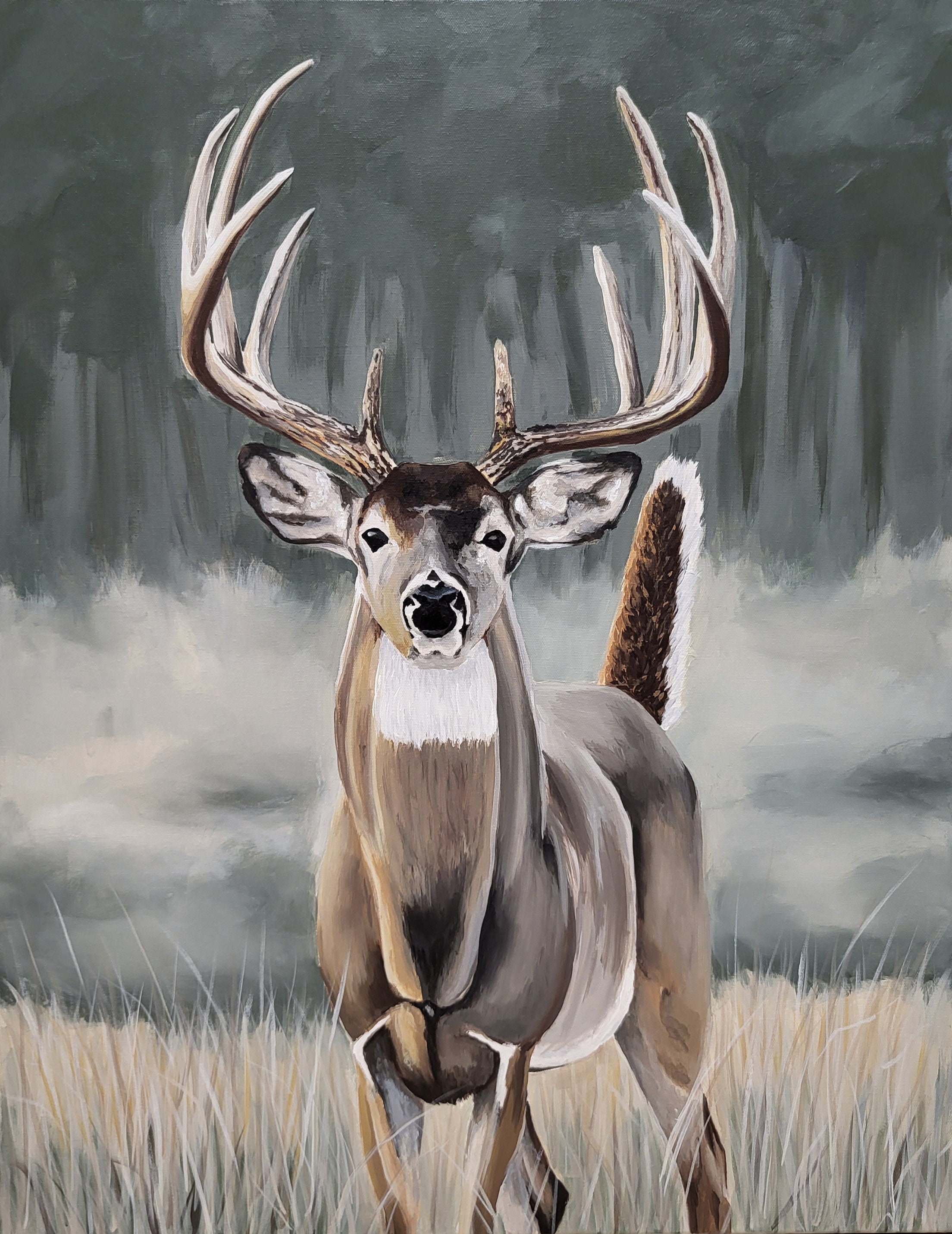 Whitetail Buck Print, Whitetail Buck Painting Print, Deer Print, Deer ...