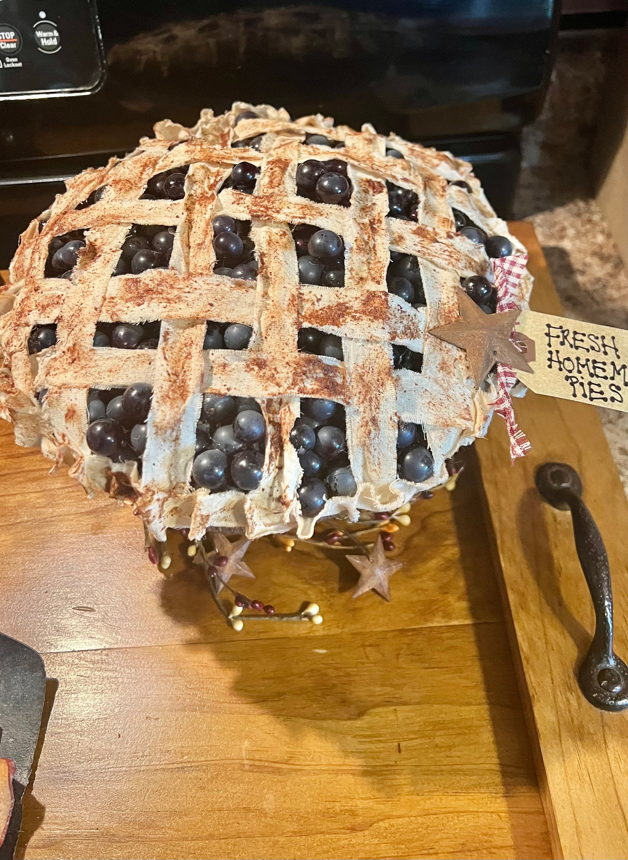 Faux Primitive 10” Blueberry Pie, Farmhouse, Faux Food Display ...