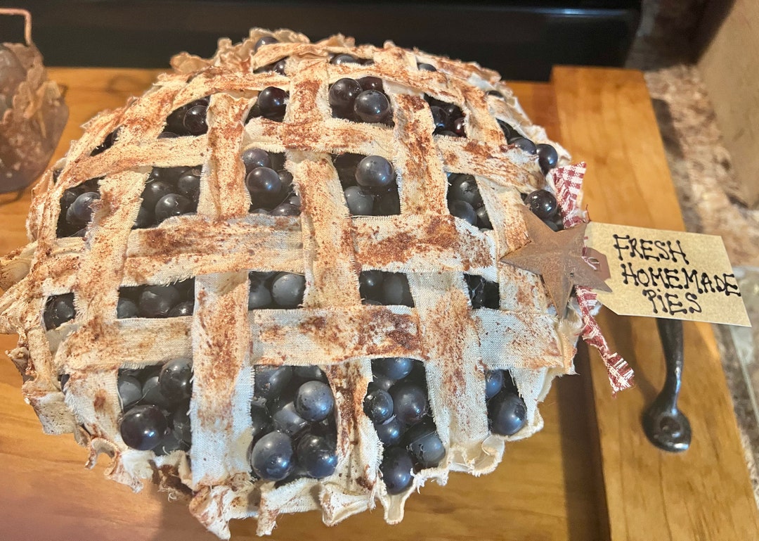 Faux Primitive 10” Blueberry Pie, Farmhouse, Faux Food Display ...