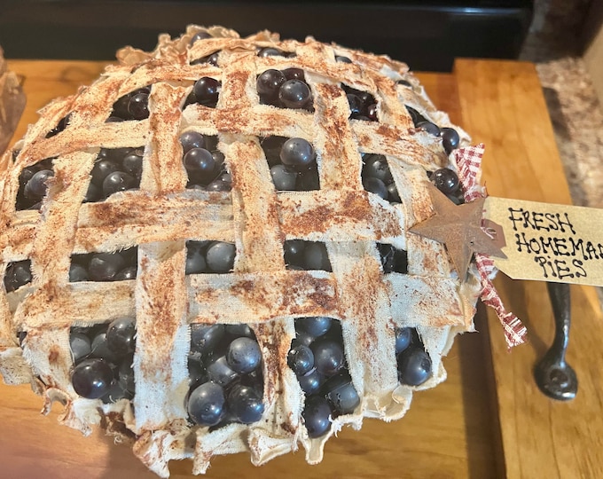 Faux Primitive 10” Blueberry Pie, Farmhouse, Faux Food Display ...