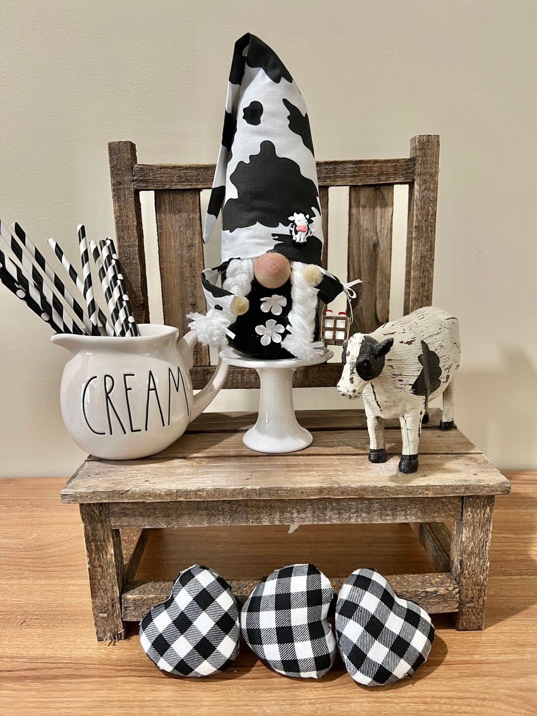 Girl Cow Gnome, Dairy Gnome, Farmhouse, Tomte, Nisse, Scandinavian, Rae ...