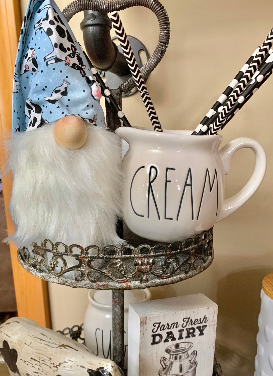 Blue Whimsical Cow Gnome, Spring Gnome, Farmhouse, Tomte, Nisse ...