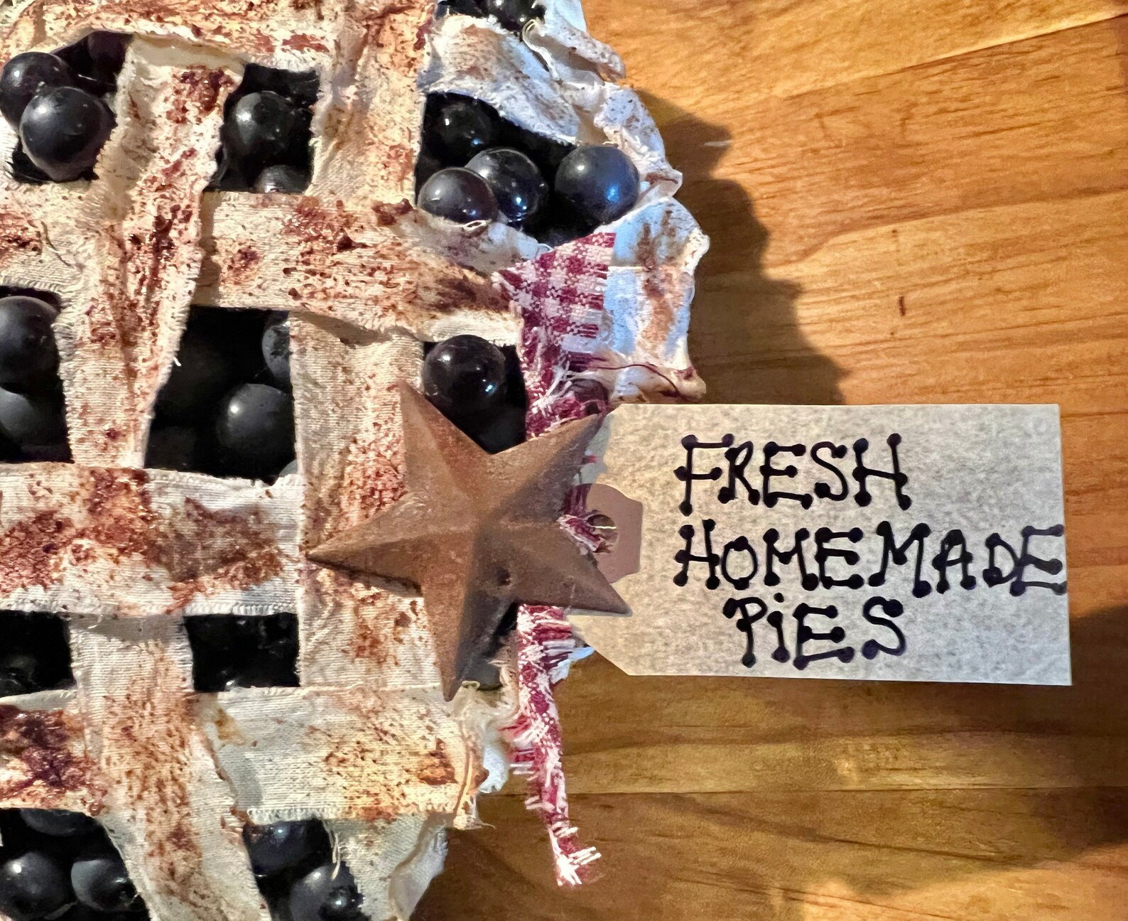 Faux Primitive 10” Blueberry Pie, Farmhouse, Faux Food Display ...