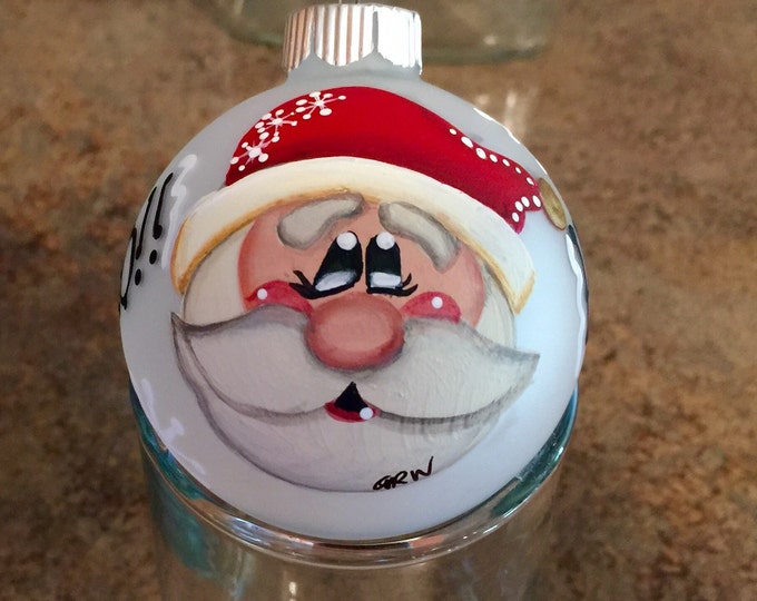Round Glass Santa Ornament - Etsy