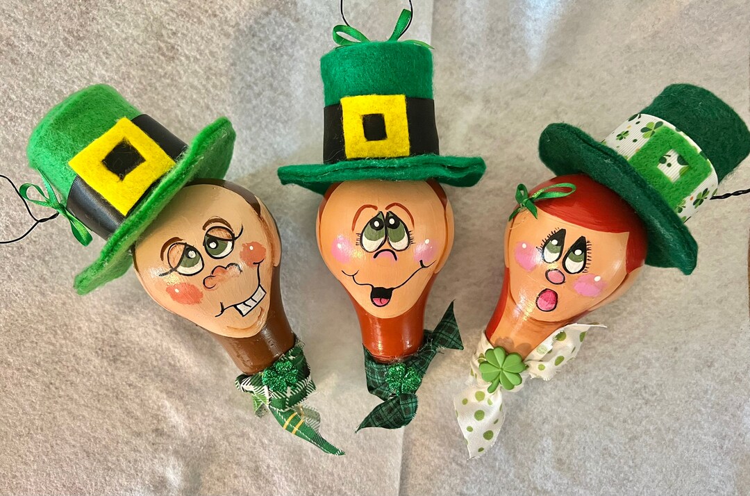 Leprechaun Light Bulb Ornaments, St. Patrick’s Day, Spring, Lucky, Four ...
