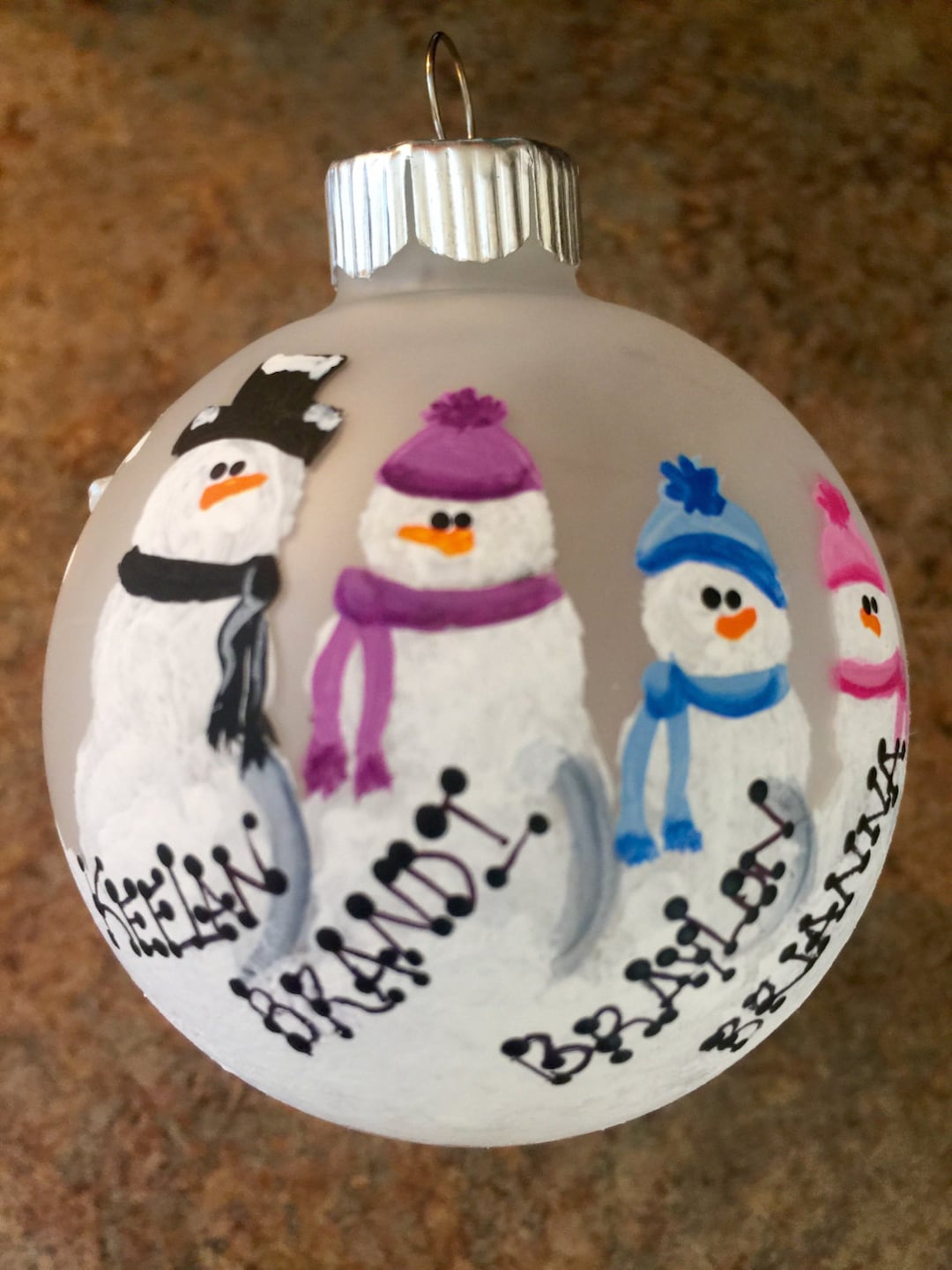 Personalized Glass Snowman Ornament - Etsy