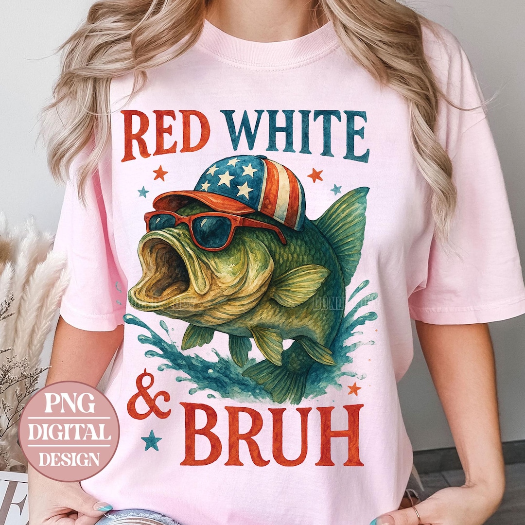 Red White and Bruh Png, Bass Fishing PNG, Hat Fish Hunting Png, Bass ...