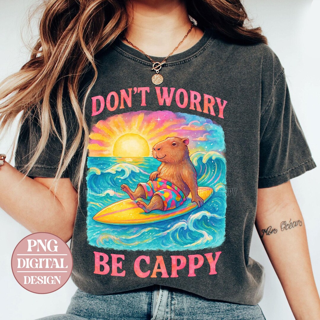 Don't Worry Be Cappy Png, Tropical Wave Png, Capybara Wave Png, Beach ...
