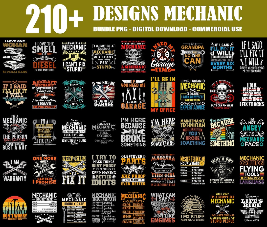 210+ Designs Mechanic Png Bundle, Funny Mechanic Quotes Png, Mechanic ...