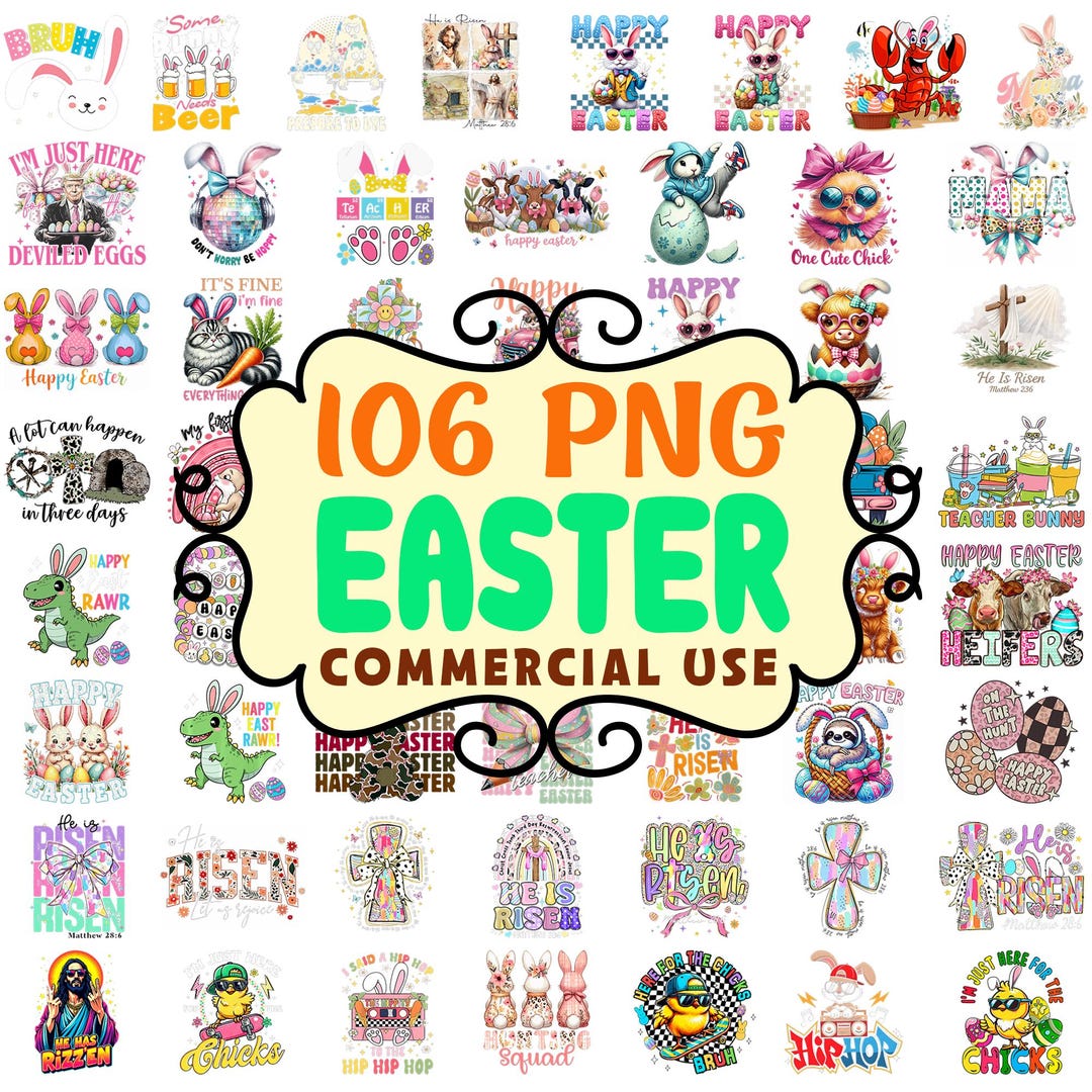 106 Designs Happy Easter's Day PNG, Easter Vibes Bundle PNG, Easter ...
