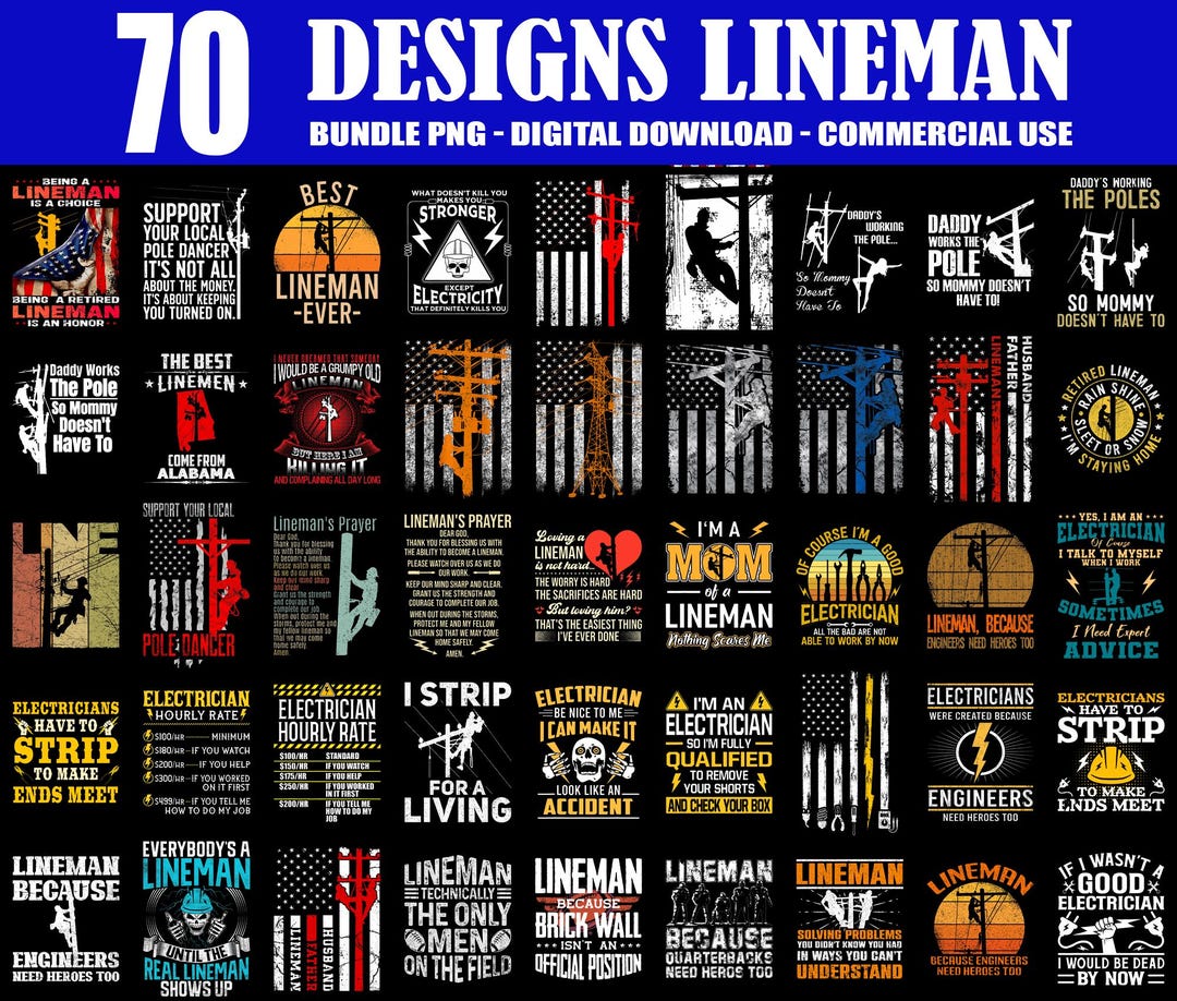 70 Designs Lineman Png Bundle, Lineman Electrician Png, Lineworker Png ...