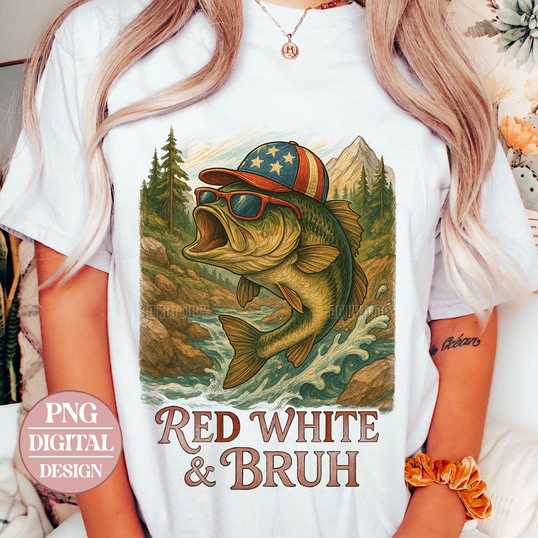 Red White and Bruh Png, Bass Fishing PNG, Hat Fish Hunting Png, Bass ...
