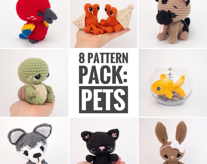 Crocheted animal patterns by TheresasCrochetShop on Etsy