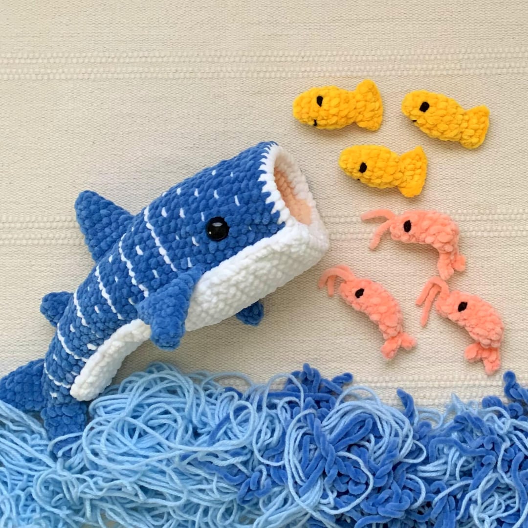 PATTERN: Plush Winslow the Whale Shark With Mouth Pocket and Mini Fish ...