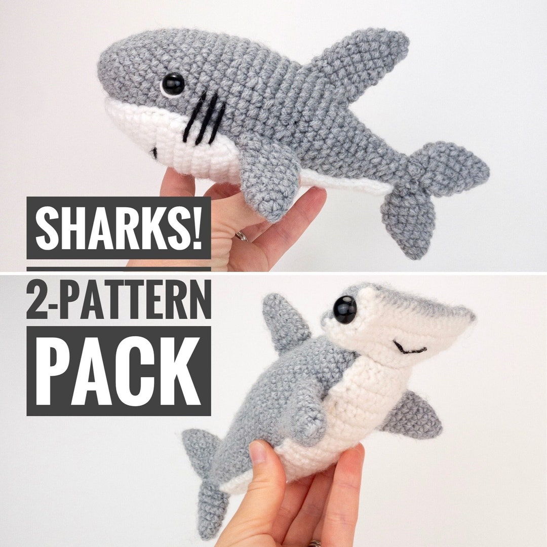 PATTERN PACK: 2 Shark Patterns - Crochet Shark and Hammerhead Shark ...