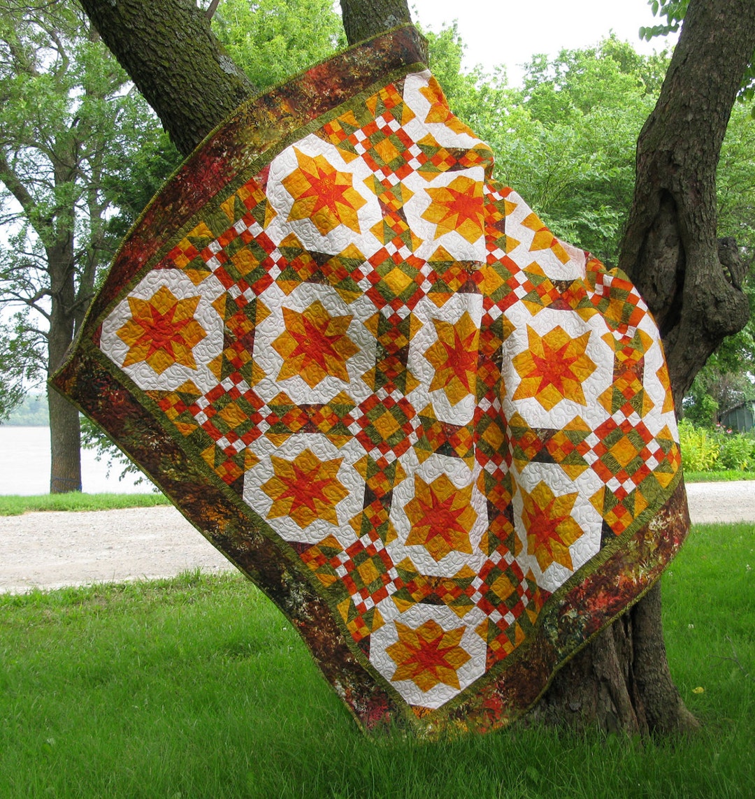 Golden Sunset Quilt Pattern, Modern Patchwork Throw (PDF) - Etsy