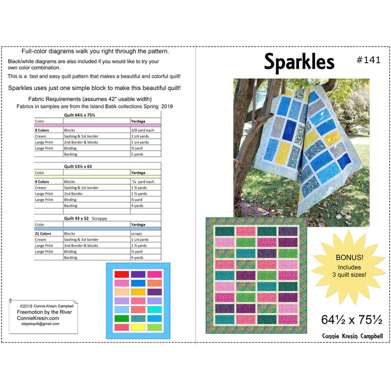 Sparkles Easy Beginner Quilt Pattern, Fast and Easy to Make, Perfect ...