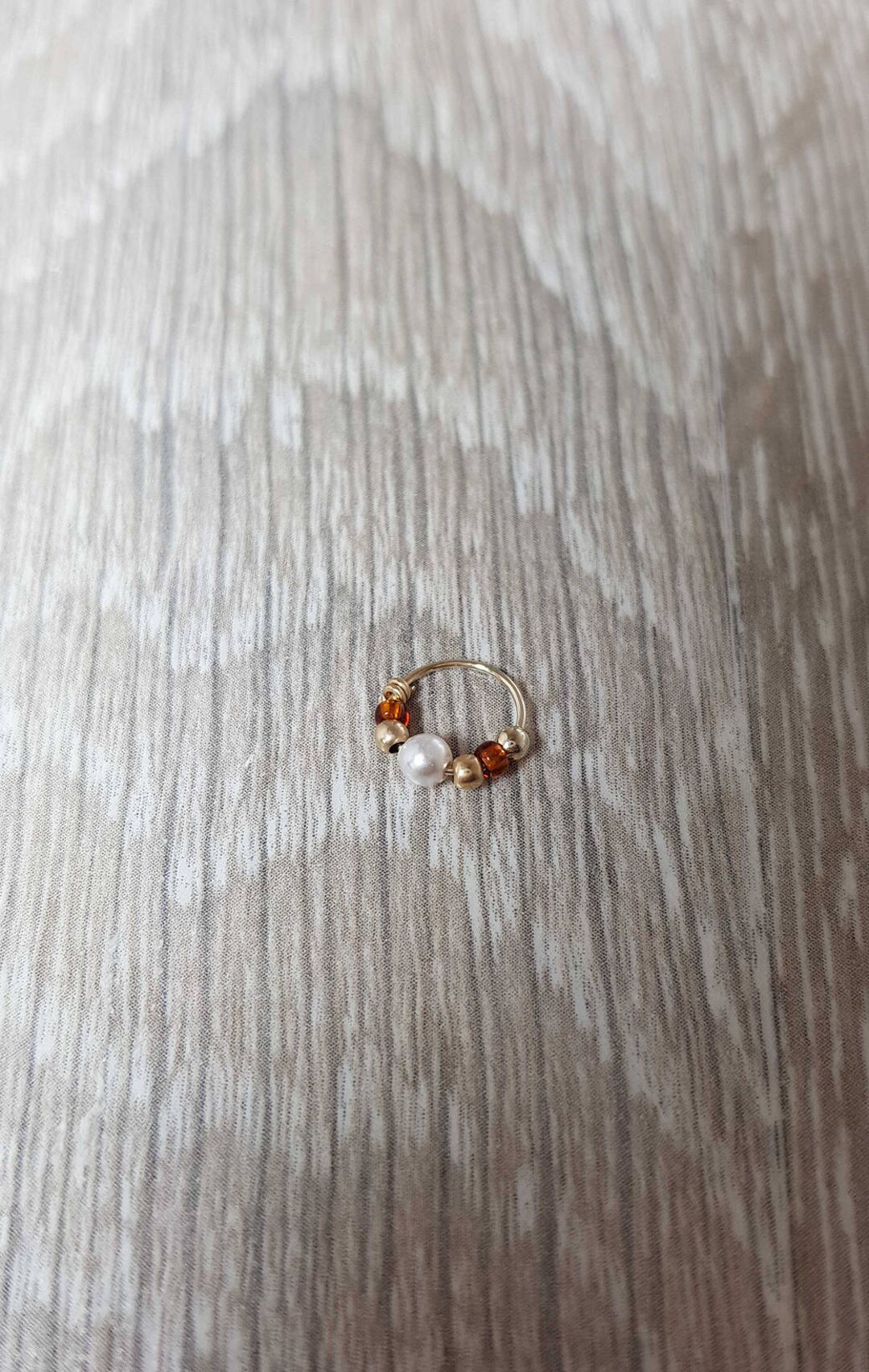 Pearl & Orange Beaded Tragus Piercing, Handmade Gold Filled / Silver ...