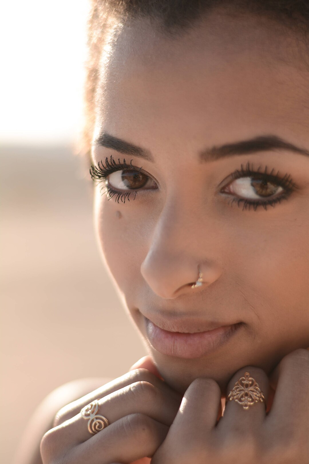 Gift Idea Swarovski Crystal Beaded Nose Ring, Gold Filled / Silver ...