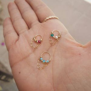 Gift Idea Tragus Chain Piercing, Gold Filled / Silver Cartilage Earring ...