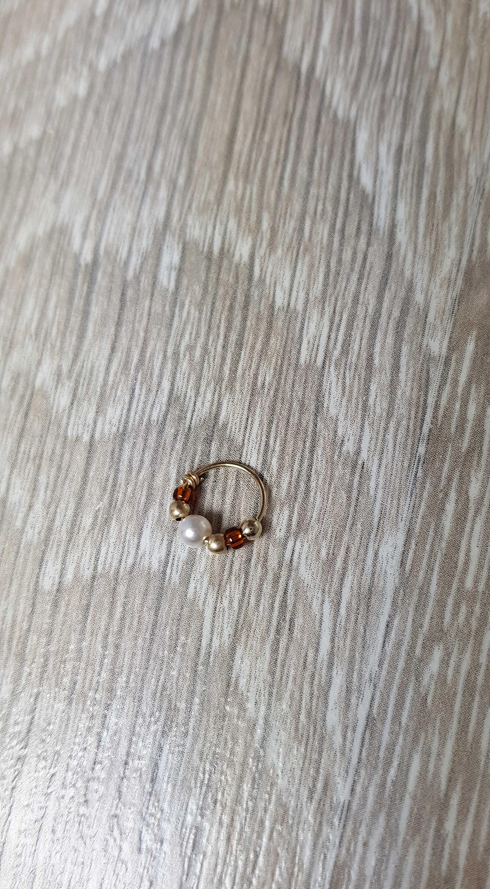 Pearl & Orange Beaded Tragus Piercing, Handmade Gold Filled / Silver ...