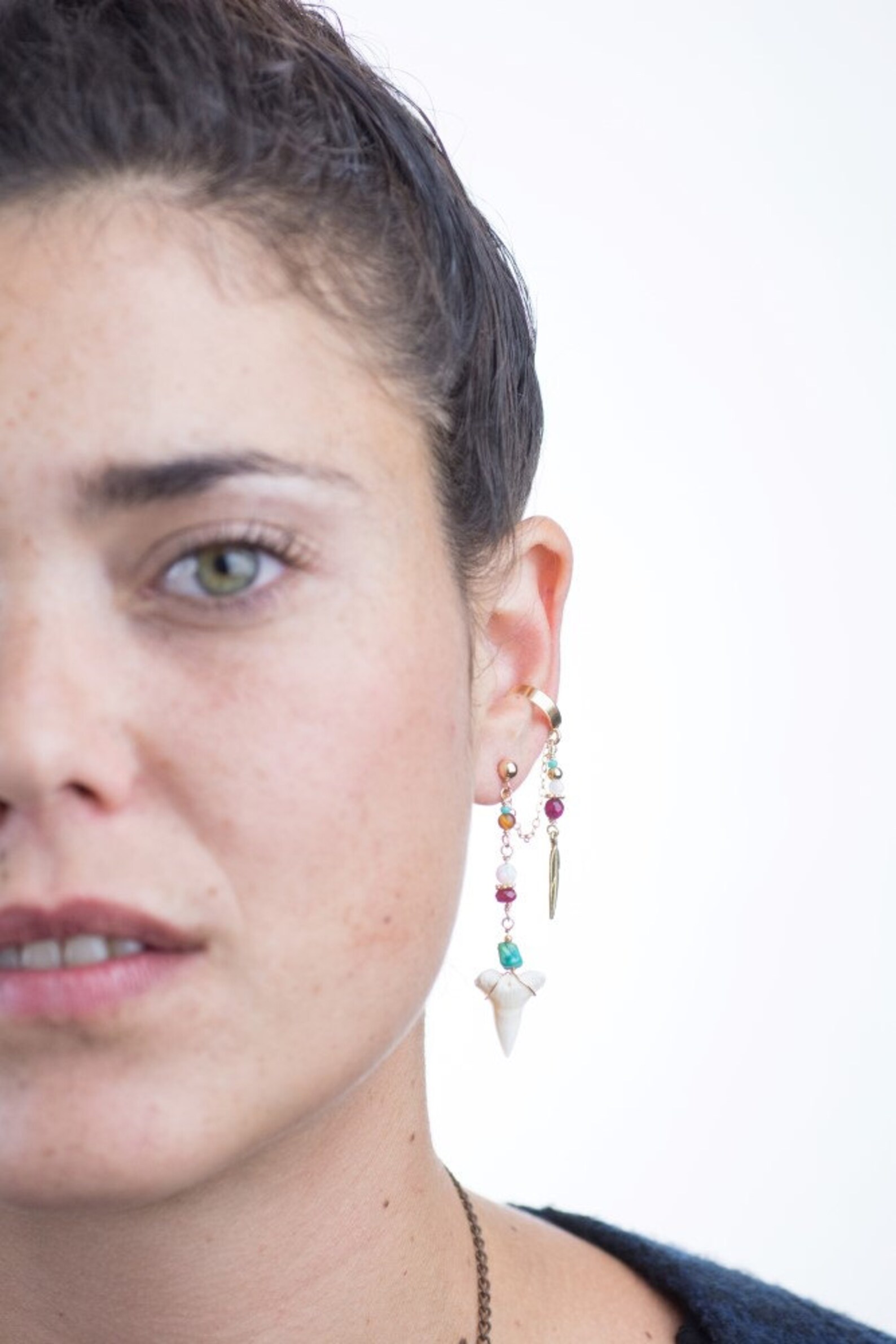 Handmade Bohemian Ear Cuff Earring With Real Shark Tooth and | Etsy