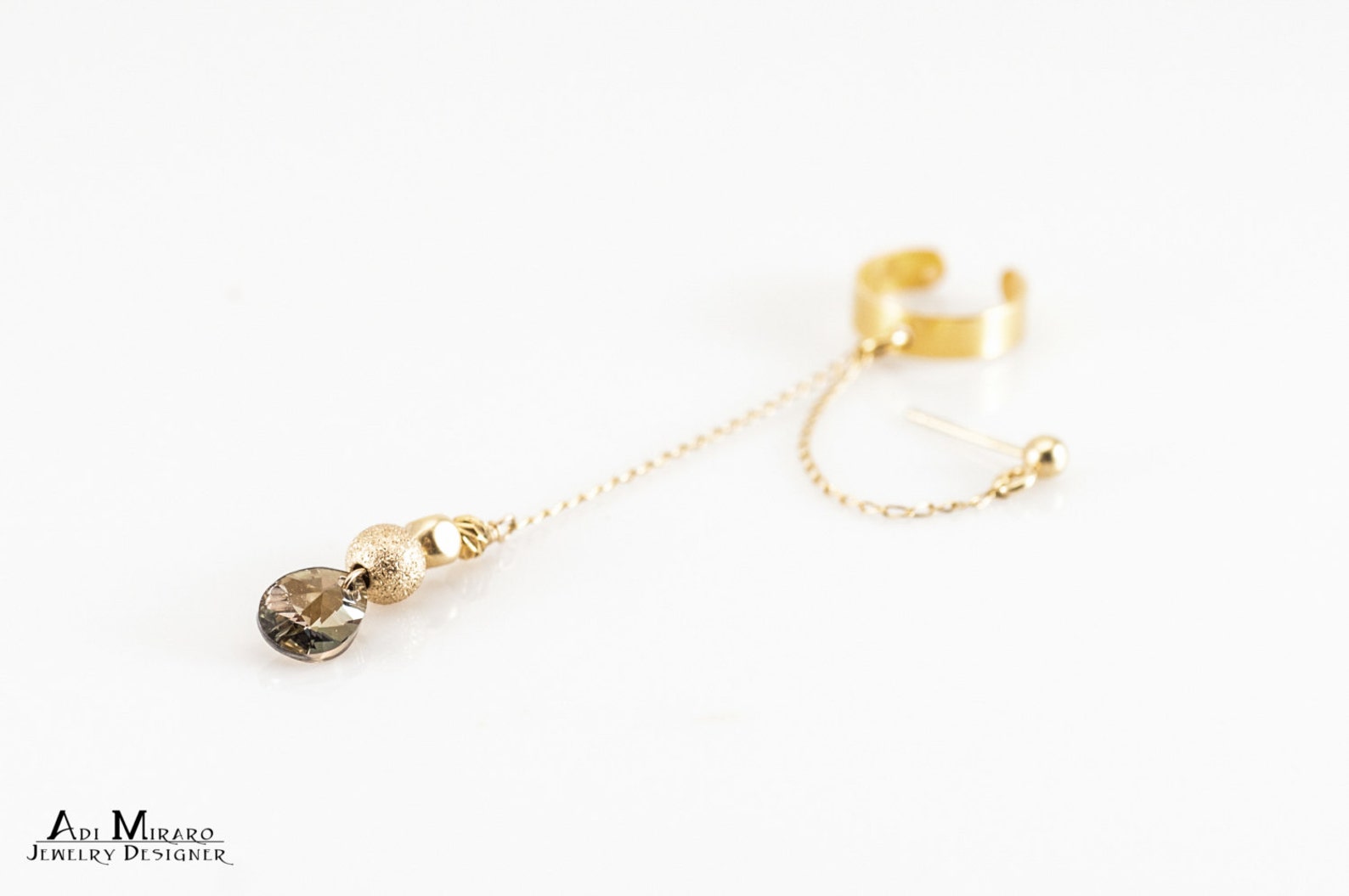 Gold Swarovski Crystal Dangle Ear Cuff Earring Unique Gift - Etsy