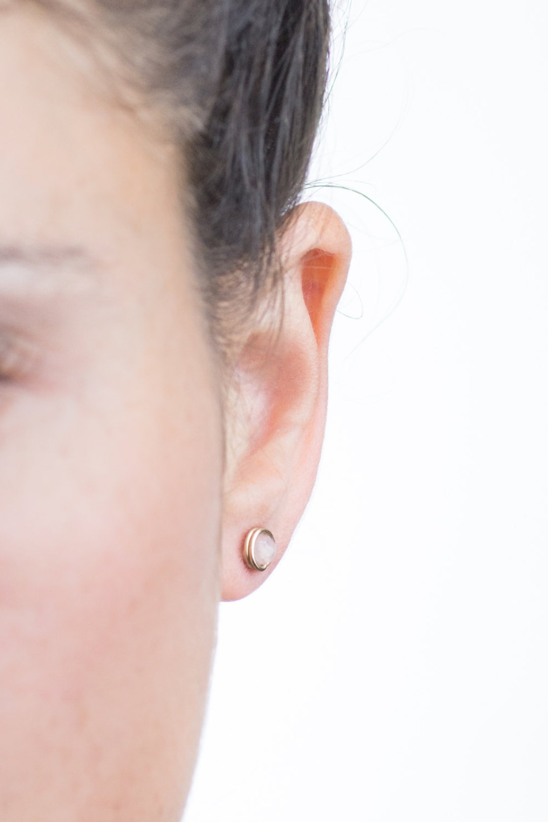 Handmade Genuine Rose Quartz Gemstone, 14K Gold Filled, Post Earring ...