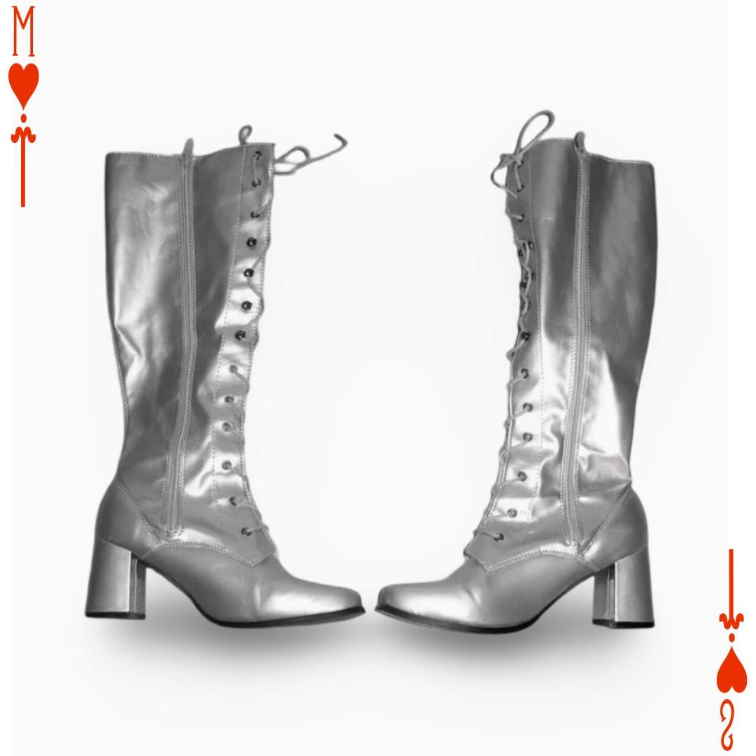 Botas Go-Go prateadas – Inspiradas nos anos 60, estilo retrô com ...