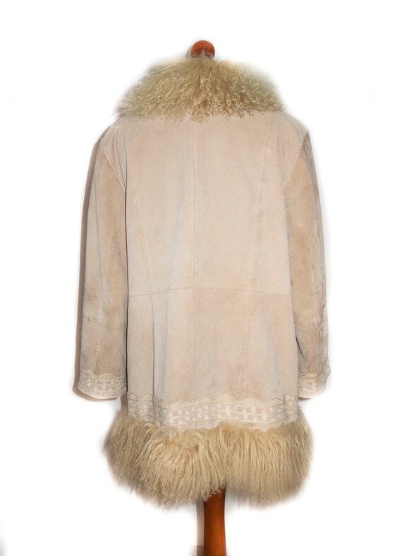 Penny Lane coat with fluffy mongolian fur Real Sued… - Gem