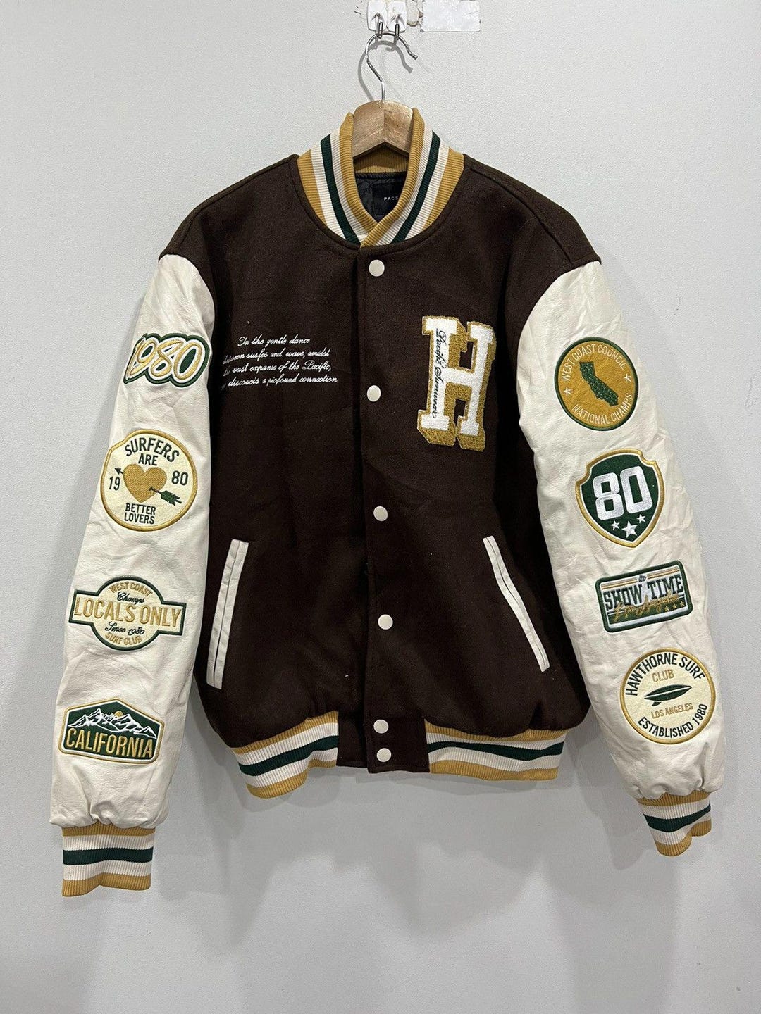 Pacsun Letterman Varsity Jacket Brown Vintage Style - Etsy