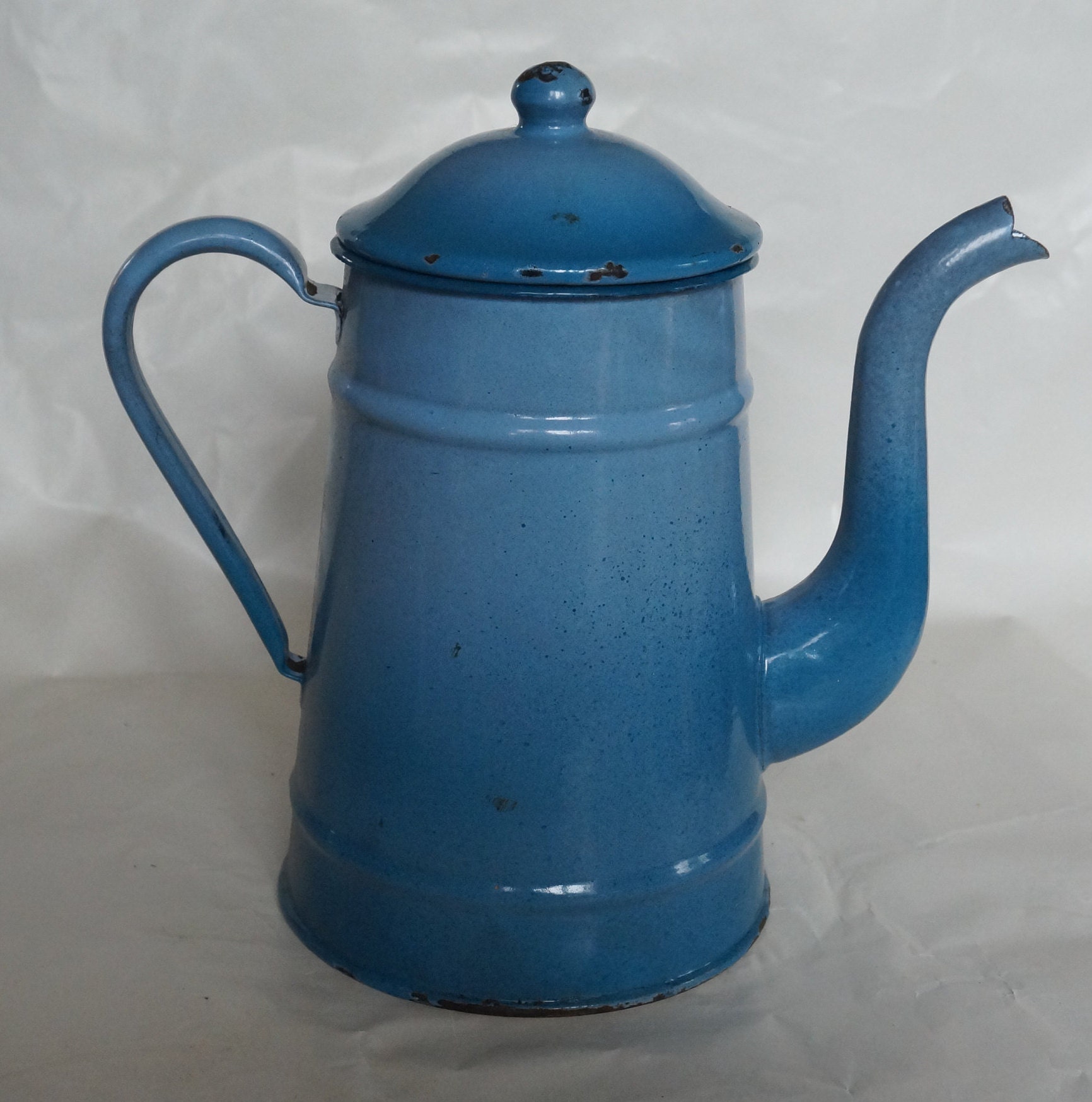 French Vintage Enamel Blue Coffee Pot - Etsy