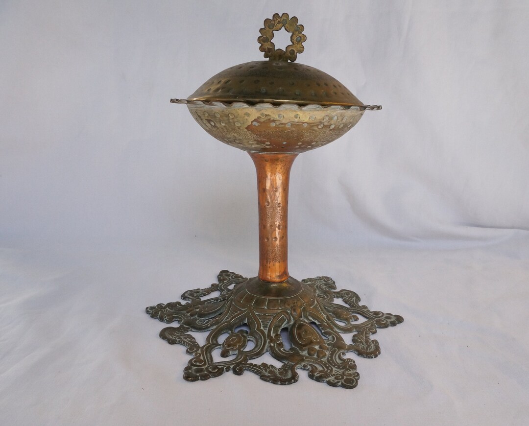 Vintage Brass and Copper Chalice, Table's Center, Candy Box, Empty ...