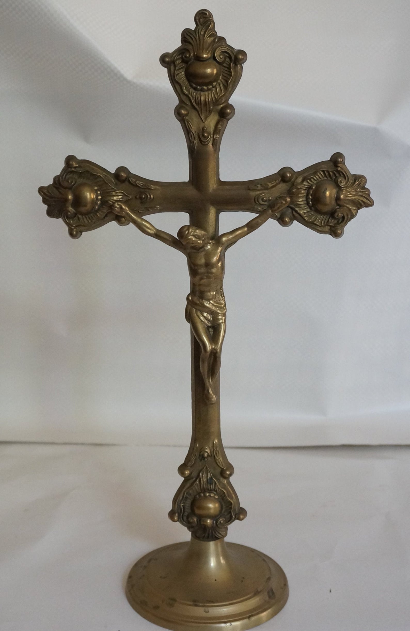 Large Brass or Yellow Copper Crucifix 1950s - Etsy