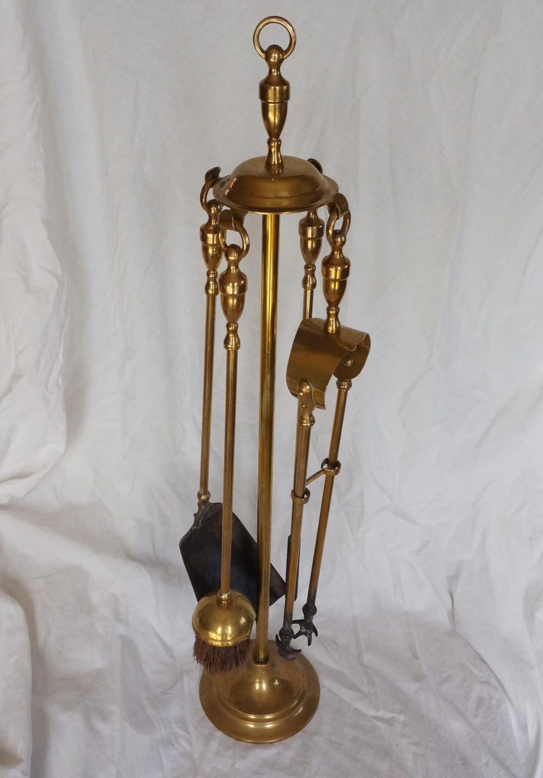 Vintage Solid Brass Fireplace Tools Set With Stand,1960s - Etsy