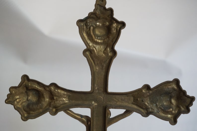 Large Brass or Yellow Copper Crucifix 1950s - Etsy