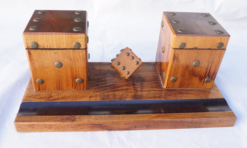 Double wooden inkwell 1950s | Etsy