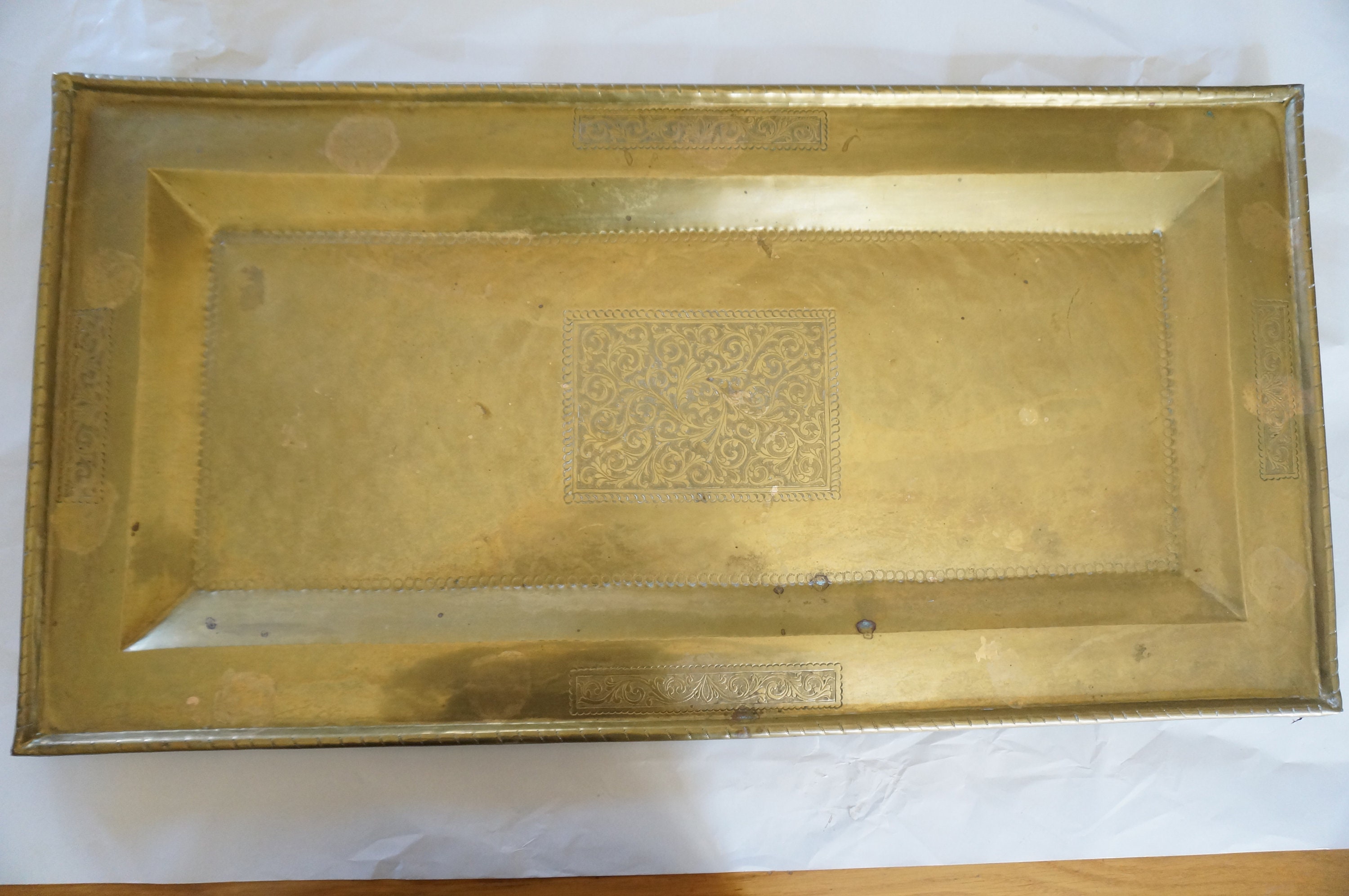 Extra Large Antique Yellow Copper Serving Tray 35.43 | Etsy