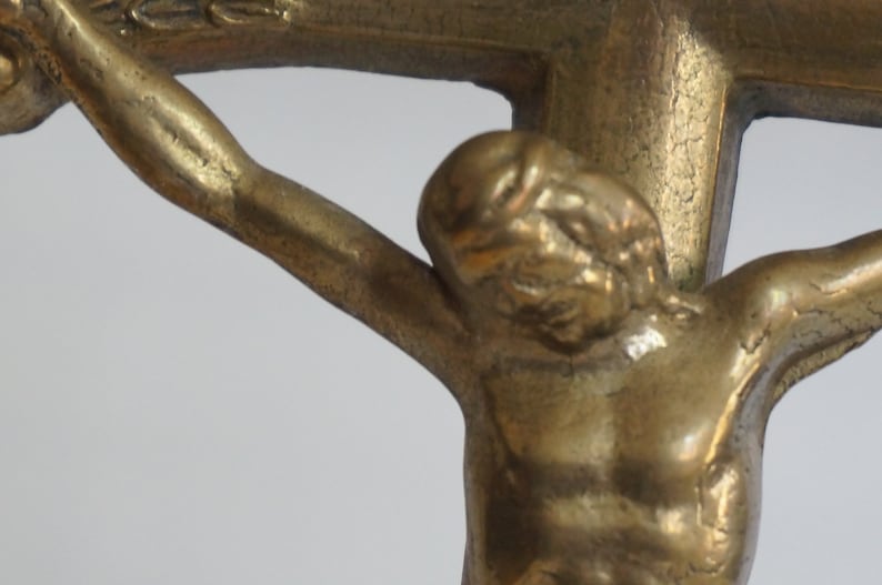 Large Brass or Yellow Copper Crucifix 1950s - Etsy