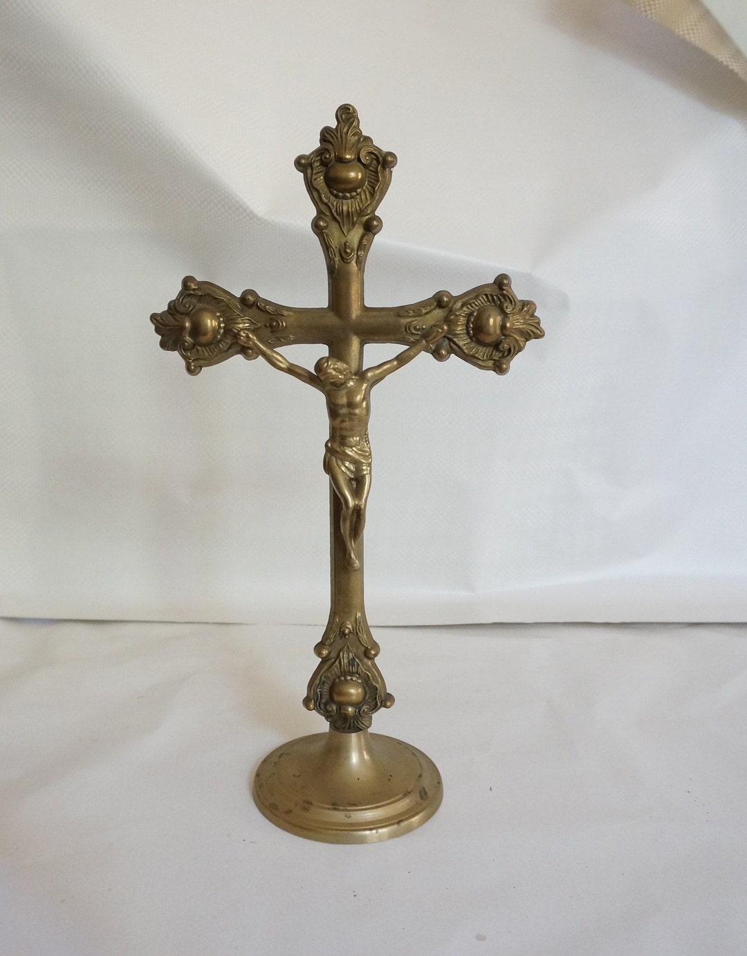 Large Brass or Yellow Copper Crucifix, 1950s - Etsy