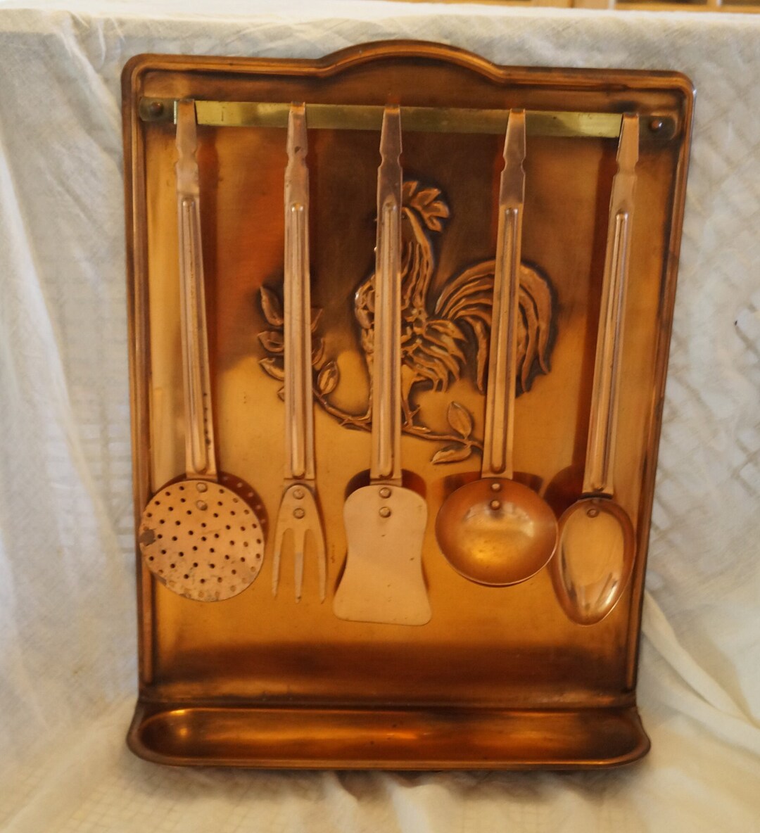 French Copper Rack With 5 Copper Kitchen Utensils - Etsy