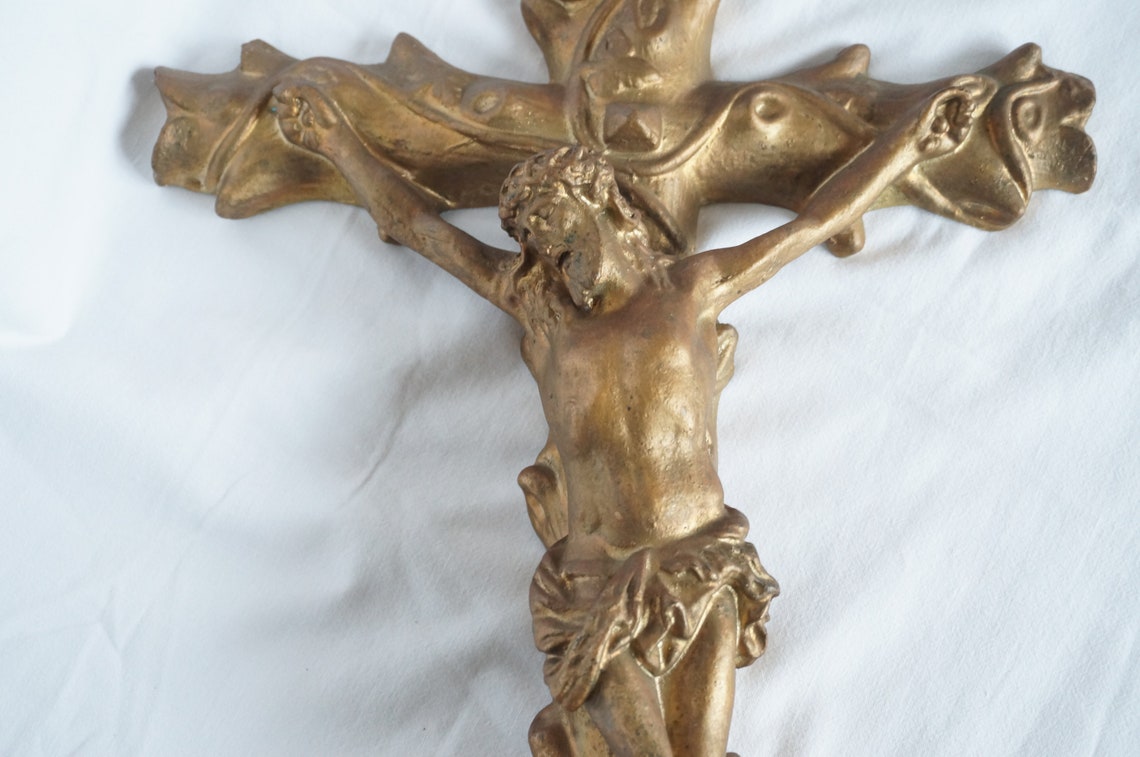 Large Golden Crucifix From the 19th Century Religious Wall - Etsy