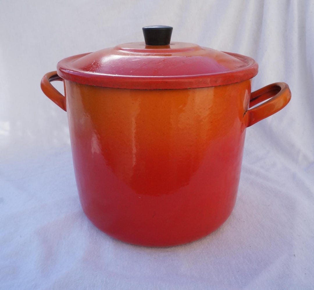 Vintage Red Enamel Pot With Its Lid, 1950s - Etsy