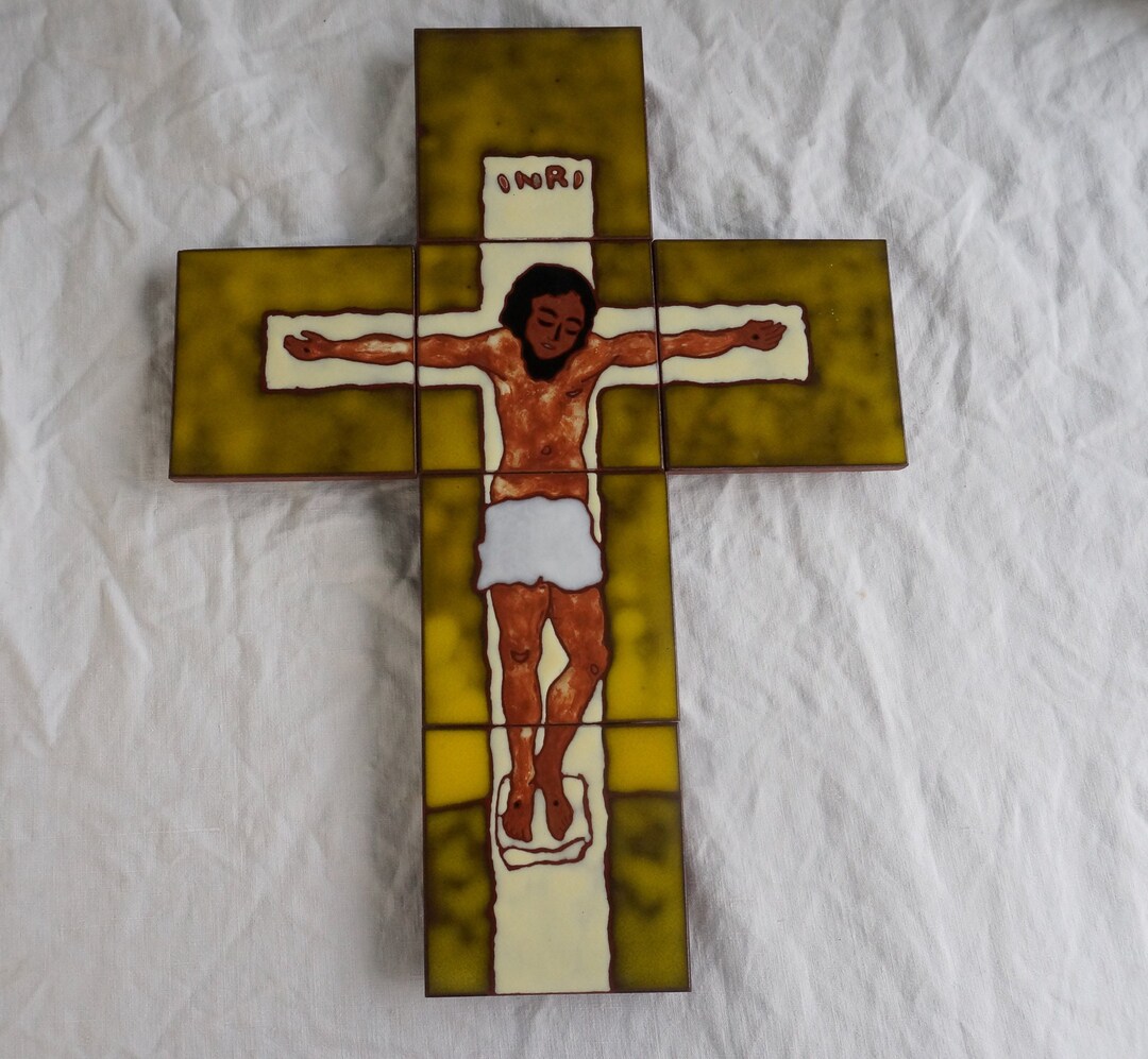 Large Ceramic Crucifix, 70s - Etsy