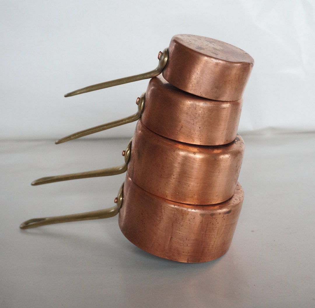 Set of 4 Small and Vintage Copper Saucepans, Miniature - Etsy