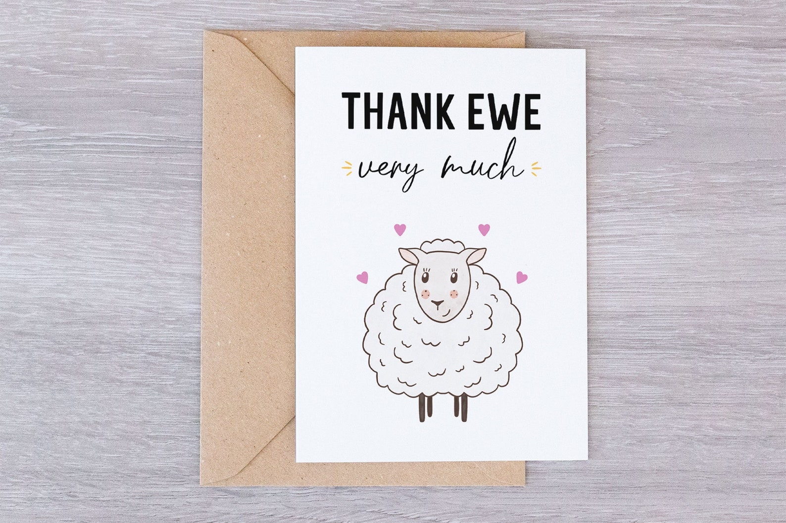 THANK EWE CARD Cute Pun Thank You Card - Etsy