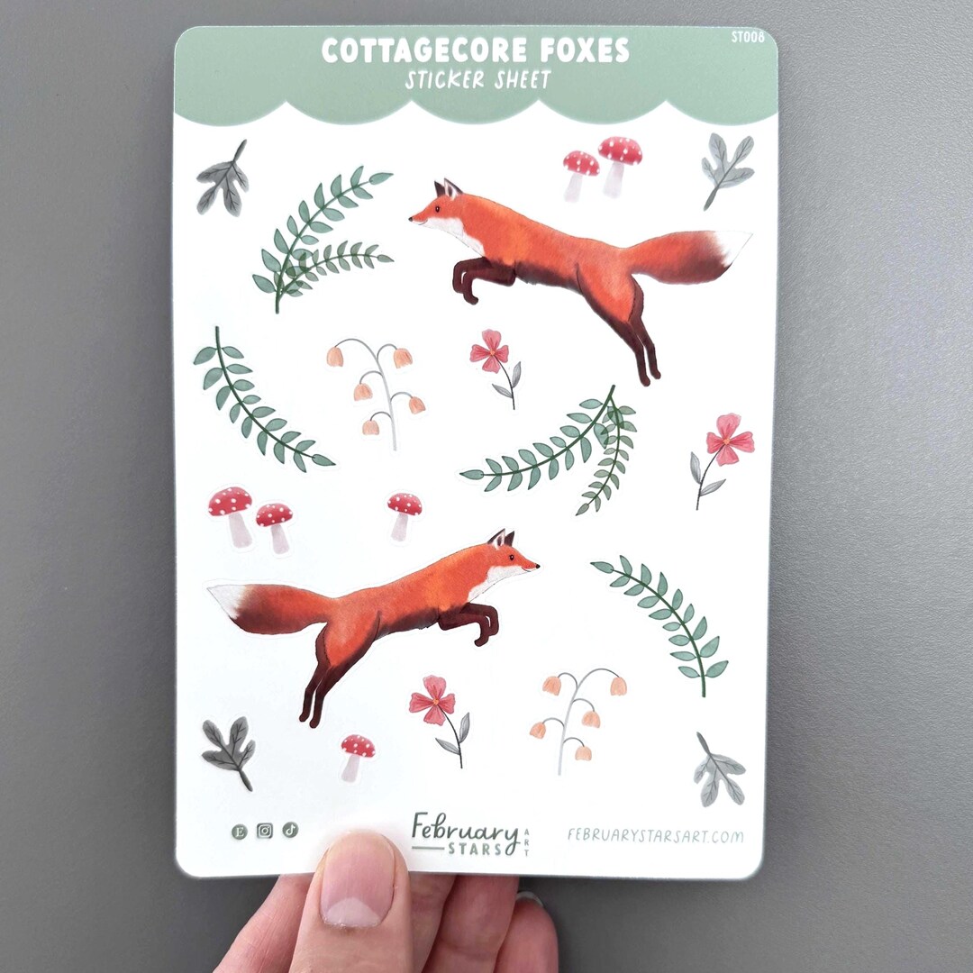 Cottagecore Fox Sticker Sheet: Botanical Journaling Stickers - Etsy